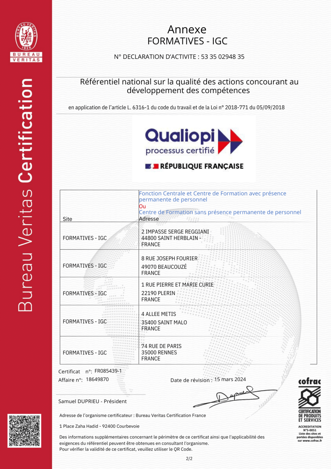 Certification RNCP - IGC Business School